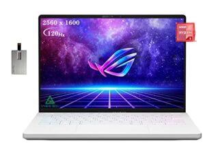 asus 2023 rog zephyrus 14" wqxga 120hz gaming laptop, amd ryzen-9 6900hs, 40gb ddr5 ram, 4tb pcie ssd, rgb backlit keyboard, amd radeon rx 6700s, win 11, white, 32gb snowbell usb card