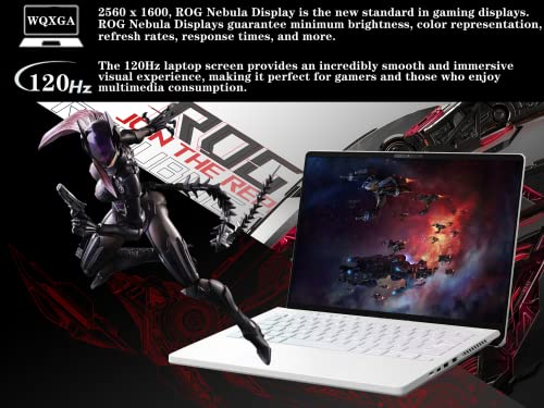 ASUS 2023 ROG Zephyrus 14" WQXGA 120Hz Gaming Laptop, AMD Ryzen-9 6900HS, 40GB DDR5 RAM, 4TB PCIe SSD, RGB Backlit Keyboard, AMD Radeon RX 6700S, Win 11, White, 32GB SnowBell USB Card