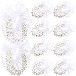 tehaux bridal wristband pearl bracelets wrist corsage bride accessories 12pcs wedding wrist corsages pearl lace corsage wristlet pearl wedding wristband wrist band for diy corsage manual