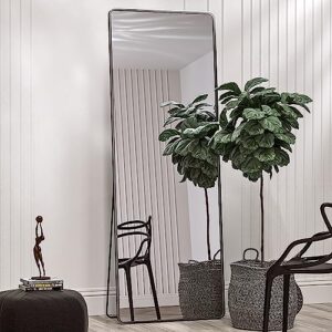 antok floor mirror, 64"x21" full length mirror with stand, full length wall mirror, glassless mirror full length, floor mirror freestanding, wall mounted mirror for bedroom living room, 64"x21"(black)