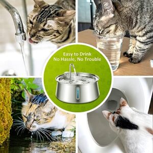 ZEKIRY Cat Water Fountain Stainless Steel, 134oz/4L Automatic Pet Water Fountain with Water Level Window, Ultra Quiet Dog Water Dispenser with Filter and Sponge, Faucet Water Fountain for Cat, Dog