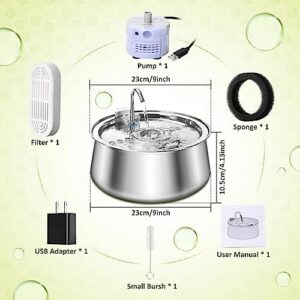 ZEKIRY Cat Water Fountain Stainless Steel, 134oz/4L Automatic Pet Water Fountain, Ultra Quiet Dog Water Dispenser with Filter and Sponge, SUS 304 Faucet Shape Water Fountain for Cats, Dogs