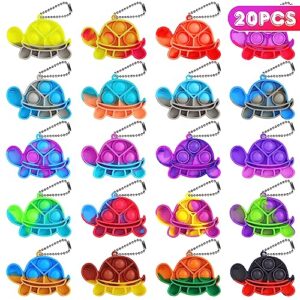 pop fidget toys its party favors for kids 4-8 8-12, 20 pcs turtle toys mini pop keychain it toddler fidget toy bulk fidgets for classroom prizes birthday goodie bag stuffers autism sensory toys packs