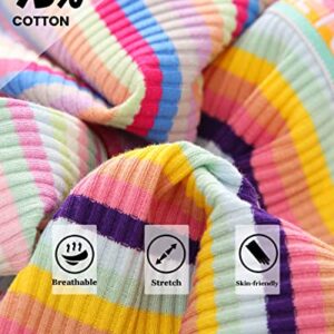 FINETOO Cotton Thongs for Women Sexy Soft Breathable Thong Underwear Low Rise Colorful Stripes Hipster Panties 5 PacK(5AM)