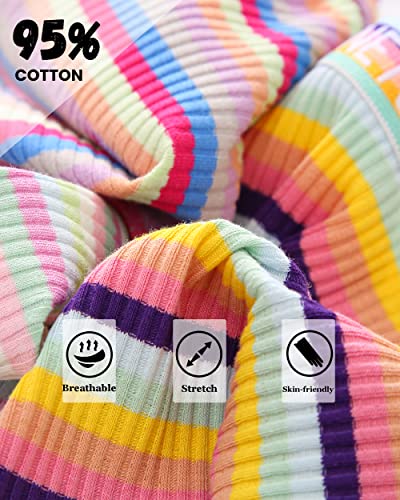 FINETOO Cotton Thongs for Women Sexy Soft Breathable Thong Underwear Low Rise Colorful Stripes Hipster Panties 5 PacK(5AM)