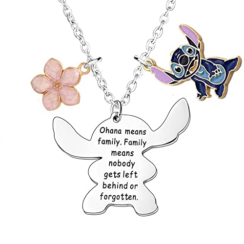 Ohana Means Family Necklace Stitch Necklace Stitch Gifts Christmas Birthday Gifts for Women Girls Friendship Gifts for Daughter Son Sister Brother Niece Friends