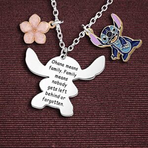 Ohana Means Family Necklace Stitch Necklace Stitch Gifts Christmas Birthday Gifts for Women Girls Friendship Gifts for Daughter Son Sister Brother Niece Friends