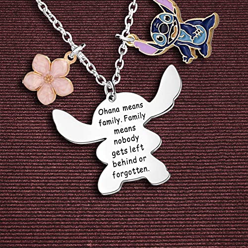 Ohana Means Family Necklace Stitch Necklace Stitch Gifts Christmas Birthday Gifts for Women Girls Friendship Gifts for Daughter Son Sister Brother Niece Friends