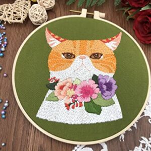 hi stone 4 Embroidery Sets for Beginners, DIY Adult Beginner Cross Stitch Kits, 4 Cross Stitch Kits, 2 Embroidery Hoops,Scissors,Needles,Needlepoint Kit for Adults