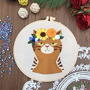 hi stone 4 Embroidery Sets for Beginners, DIY Adult Beginner Cross Stitch Kits, 4 Cross Stitch Kits, 2 Embroidery Hoops,Scissors,Needles,Needlepoint Kit for Adults