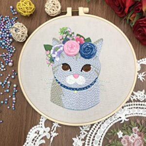 hi stone 4 Embroidery Sets for Beginners, DIY Adult Beginner Cross Stitch Kits, 4 Cross Stitch Kits, 2 Embroidery Hoops,Scissors,Needles,Needlepoint Kit for Adults