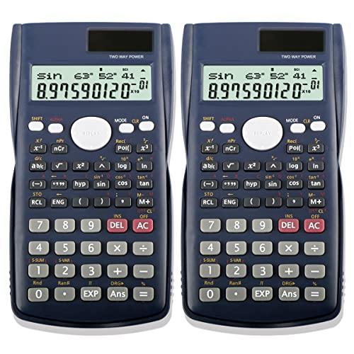 2 Pack Scientific Calculator Statistic Fractions Chemistry Math Calculator Engineering Function Calculator Science 2 Line 10+2 Digit Middle School Calculator