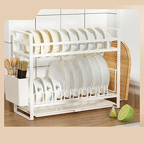 MagiDeal Steel Dish Rack Drying Plate Rack Stand Pot Lid Holder Kitchen Cabinet Organizer for Dish Plate Bowl Cup Pot Lid, Plate Holder, as described