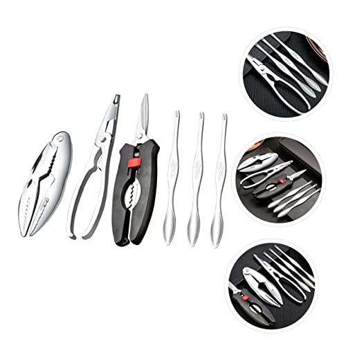 Gogogmee 1 Set 6pcs Crab Eating Tool Cookies Muddler for Cocktails Set Household Tools Crab Mallet Crab Fork Crab Leg Opener Crab Clamp and Picks Crab Eating Needle Seafood Needle