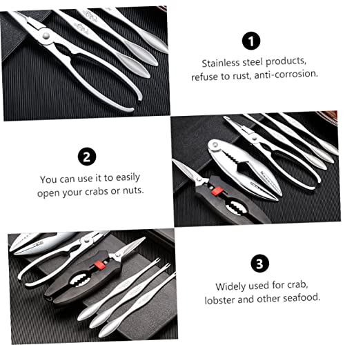 Gogogmee 1 Set 6pcs Crab Eating Tool Cookies Muddler for Cocktails Set Household Tools Crab Mallet Crab Fork Crab Leg Opener Crab Clamp and Picks Crab Eating Needle Seafood Needle