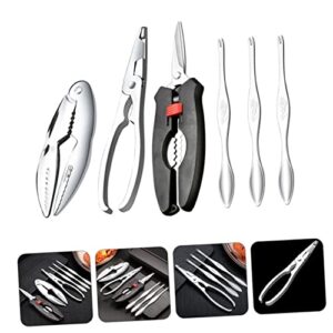 Gogogmee 1 Set 6pcs Crab Eating Tool Cookies Muddler for Cocktails Set Household Tools Crab Mallet Crab Fork Crab Leg Opener Crab Clamp and Picks Crab Eating Needle Seafood Needle