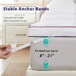 Timimi Mattress Topper Queen - Cooling Pillow Top Mattress Topper Queen Size Extra Thick Plush Bed Topper Down Alternative Overfilled Soft Mattress Pad for Back Pain