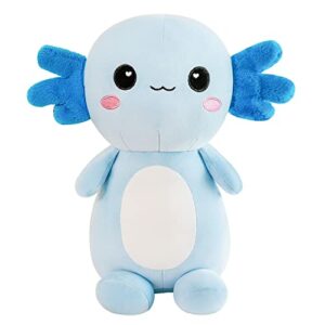 cnaana cute axolotl stuffed animal salamander plush, soft axolotl plush toy for boys girls gifts for gifts (blue, 9.8in/25cm)