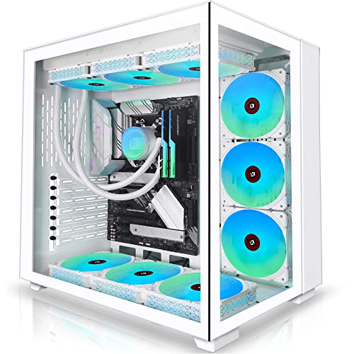 KEDIERS PC Case Pre-Install 9 ARGB Fans, ATX Mid Tower Gaming Case with Opening Tempered Glass Side Panel Door Desktop Computer Case,C590