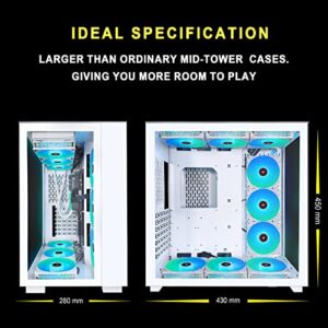 KEDIERS PC Case Pre-Install 9 ARGB Fans, ATX Mid Tower Gaming Case with Opening Tempered Glass Side Panel Door Desktop Computer Case,C590