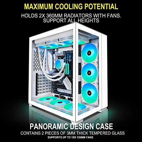 KEDIERS PC Case Pre-Install 9 ARGB Fans, ATX Mid Tower Gaming Case with Opening Tempered Glass Side Panel Door Desktop Computer Case,C590