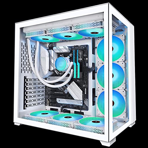 KEDIERS PC Case Pre-Install 9 ARGB Fans, ATX Mid Tower Gaming Case with Opening Tempered Glass Side Panel Door Desktop Computer Case,C590