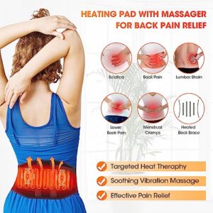 Heating Pad for Back Pain Relief - Rechargeable Wireless Electric Portable Heating Pad with Massageing Vibrations,9 Settings-6 Heating Levels&3 Massage Modes-15Relaxing Combinations Arthritis(53Inche)