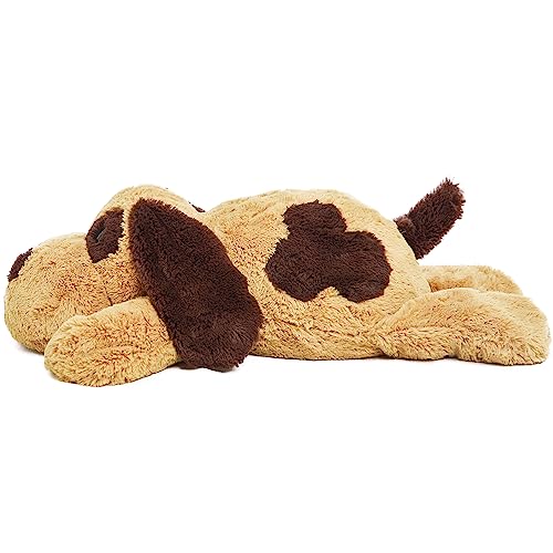 LELELONG Weighted Stuffed Animals for Anxiety 30'' 5lbs Weighted Dog Plush for Adults Kids 5 Pounds Brown