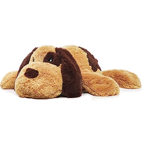 LELELONG Weighted Stuffed Animals for Anxiety 30'' 5lbs Weighted Dog Plush for Adults Kids 5 Pounds Brown