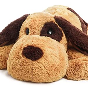 LELELONG Weighted Stuffed Animals for Anxiety 30'' 5lbs Weighted Dog Plush for Adults Kids 5 Pounds Brown