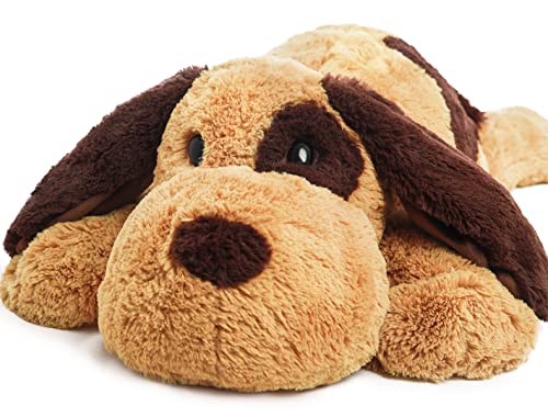 LELELONG Weighted Stuffed Animals for Anxiety 30'' 5lbs Weighted Dog Plush for Adults Kids 5 Pounds Brown