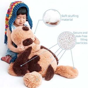 LELELONG Weighted Stuffed Animals for Anxiety 30'' 5lbs Weighted Dog Plush for Adults Kids 5 Pounds Brown