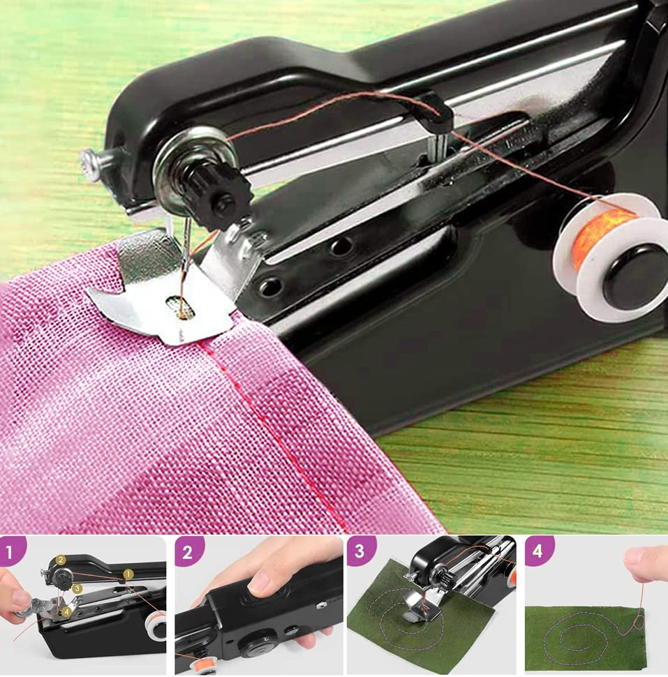 Black Handheld Sewing Machine, Mini Portable Electric Sewing Machine for Adult, Easy to Use and Fast Stitch Suitable for Clothes,Fabrics, DIY Home Travel1