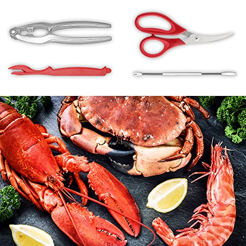 GPYG Crab Crackers and Tools, 27-piece Seafood Tools Set, Includes 8 Crab Crackers, 8 Lobster Shellers, 8 Crab Leg Forks/Picks, 2 Seafood Scissors & Storage Bag, Nut Cracker Set, Crab Leg Crackers