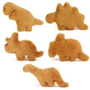 unimv dino chicken nugget plush, realistic fun dino fried chicken nuggets pillow stuffed toy for gift for boys and girls (mini dino-5pc)