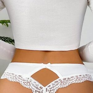 Milumia Women Sexy Panties Lace Lingerie Underwear Cheeky Naughty Bikini Brief Seamless Hipsters Bikinis Solid White Large