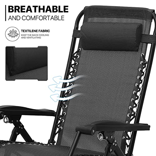 MoNiBloom Rocking Lounger Outdoor Chair Set of 2, Portable High Back Compact Foldable Reclining Zero Gravity Lounge Patio Rocking Chair with Adjustable Armrest and Footrest for Beach Yard Pool Outdoor