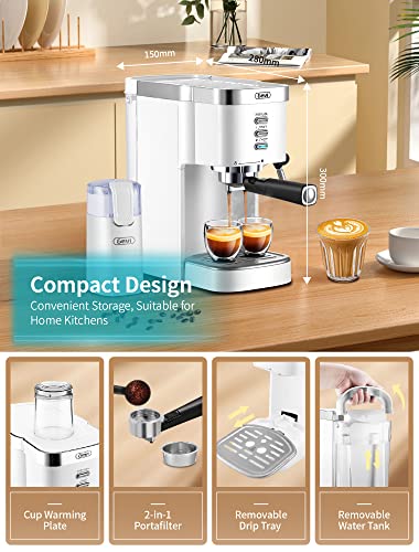 Gevi 20 Bar High Pressure Espresso Machines, Expresso Coffee Machine with Milk Frother for Espresso, Latte Macchiato, Cuppuccino,1.2L Water Tank, 1350W