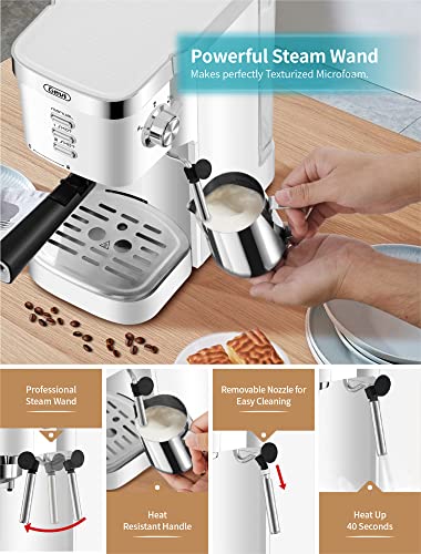 Gevi 20 Bar High Pressure Espresso Machines, Expresso Coffee Machine with Milk Frother for Espresso, Latte Macchiato, Cuppuccino,1.2L Water Tank, 1350W