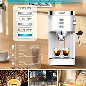 Gevi 20 Bar High Pressure Espresso Machines, Expresso Coffee Machine with Milk Frother for Espresso, Latte Macchiato, Cuppuccino,1.2L Water Tank, 1350W