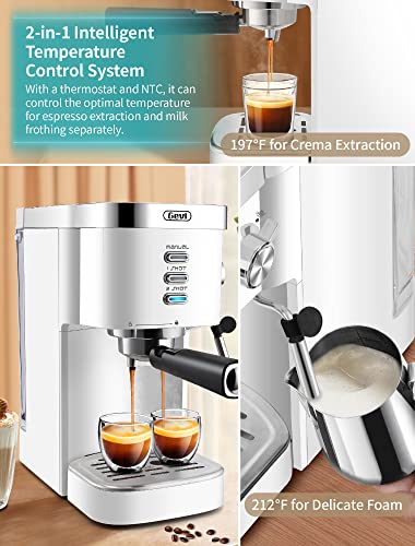 Gevi 20 Bar High Pressure Espresso Machines, Expresso Coffee Machine with Milk Frother for Espresso, Latte Macchiato, Cuppuccino,1.2L Water Tank, 1350W