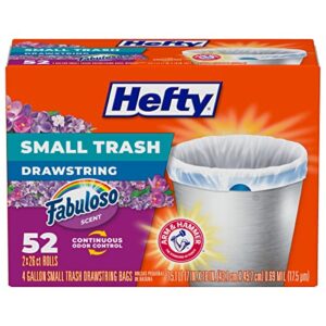 hefty small trash bags, fabuloso scent, 4 gallon, 52 count