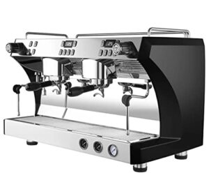 commercial 2 group volumetric espresso machine, stainless steel components, super heavy duty! (black)