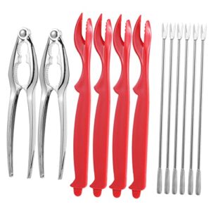 showeroro 12pcs set eating crab tool set stainless steel lug nuts kitchen utensil set blush set seafood crackers crab crackers metal seafood crackers lobster shell opener crab sheller tool