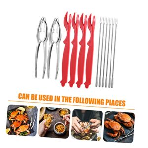 SHOWERORO 12pcs Set Eating Crab Tool Set Stainless Steel Lug Nuts Kitchen Utensil Set Blush Set Seafood Crackers Crab Crackers Metal Seafood Crackers Lobster Shell Opener Crab Sheller Tool