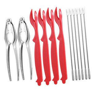 ganazono 12pcs set eating crab tool set serving utensils set stainless steel forks kitchen utensil sets stainless steel crab tools metal seafood crackers crab eating tools seafood fork tool