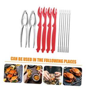 GANAZONO 12pcs Set Eating Crab Tool Set Serving Utensils Set Stainless Steel Forks Kitchen Utensil Sets Stainless Steel Crab Tools Metal Seafood Crackers Crab Eating Tools Seafood Fork Tool