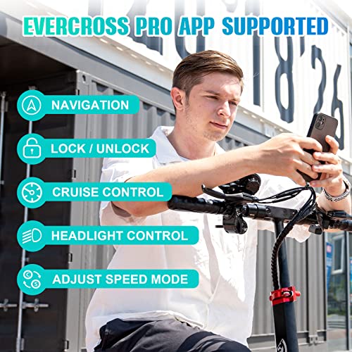 EVERCROSS App-Enabled Electric Scooter, Electric Scooter Adults with 800W Motor, Up to 28 MPH & 28 Miles E-Scooter, Electric Scooter with Seat, Folding Offroad Electric Scooter with 10'' Solid Tires