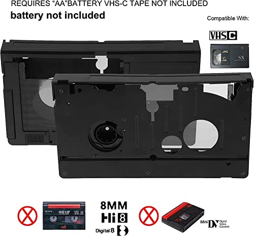 ADPLIFE VHS-C Cassette Adapter Compatible with VHS-C & S-VHS Camcorders - JVC, RCA, Panasonic - Motorized VHS Cassette Converter (Not Compatible with 8mm / MiniDV / Hi8)