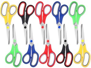 scissors, burvagy 8" scissors,ultra sharp multipurpose blade shears,comfort-grip handles, sturdy sharp scissors for office home school sewing fabric diy craft supplies,10-pack